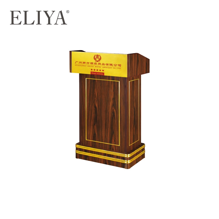 Wooden podium speech lectern hotel conference room logo