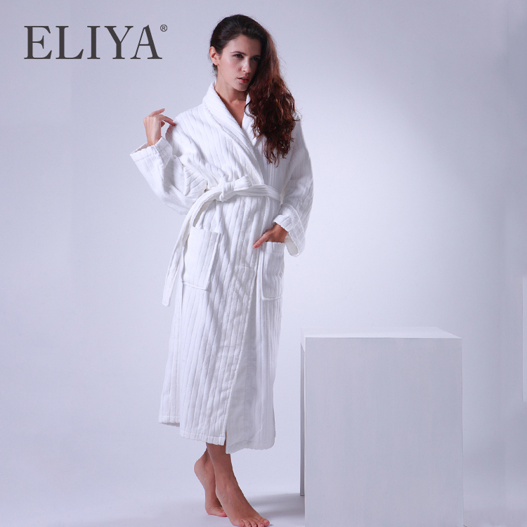 Hotel Bath Robes Spa 100% Cotton Robe Bath Customised White Bathing R