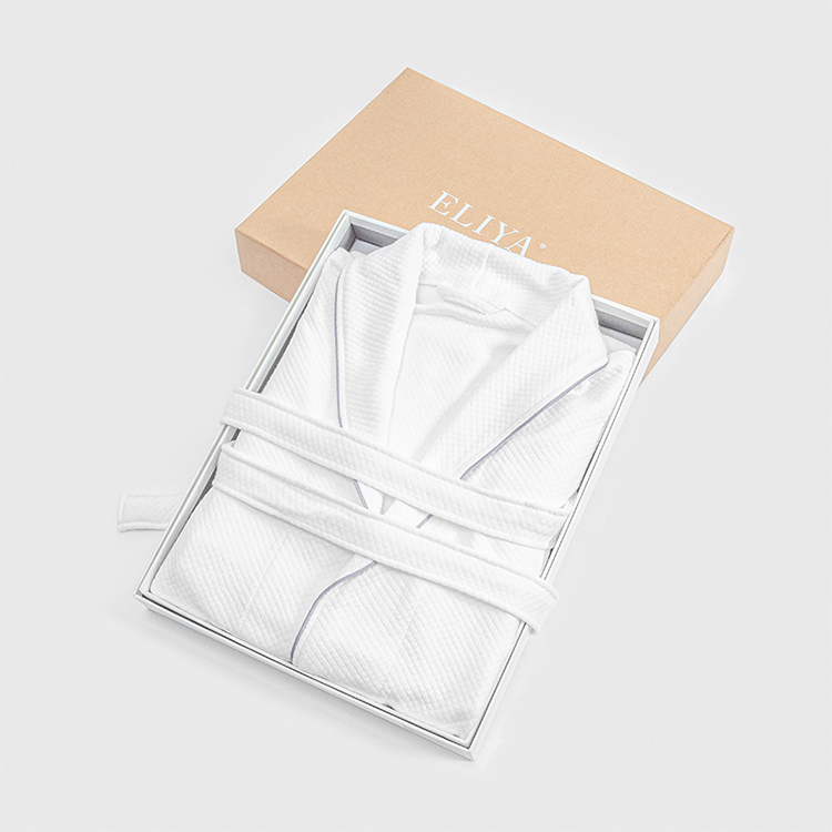 ELIYA Ritz-Carlton Series Logo Embroidery Velour White Bathrobe with S