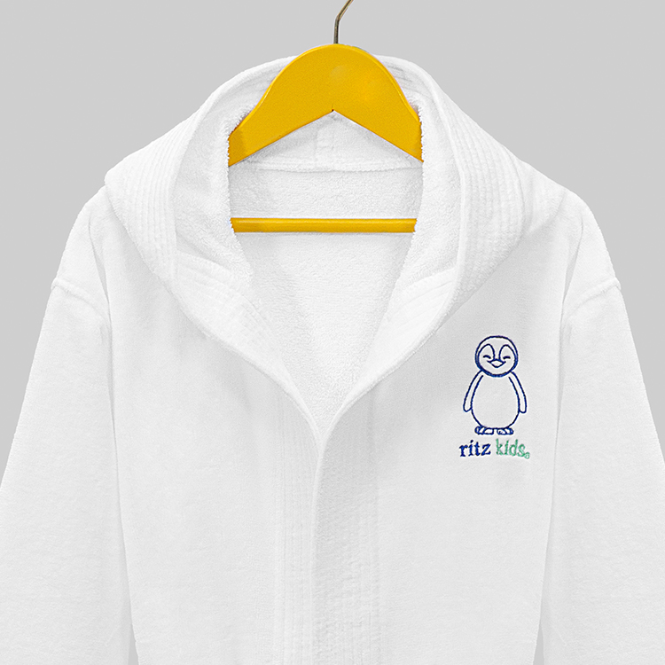 ELIYA Ritz-Carlton Series Logo Embroidery Velour White Bathrobe with S