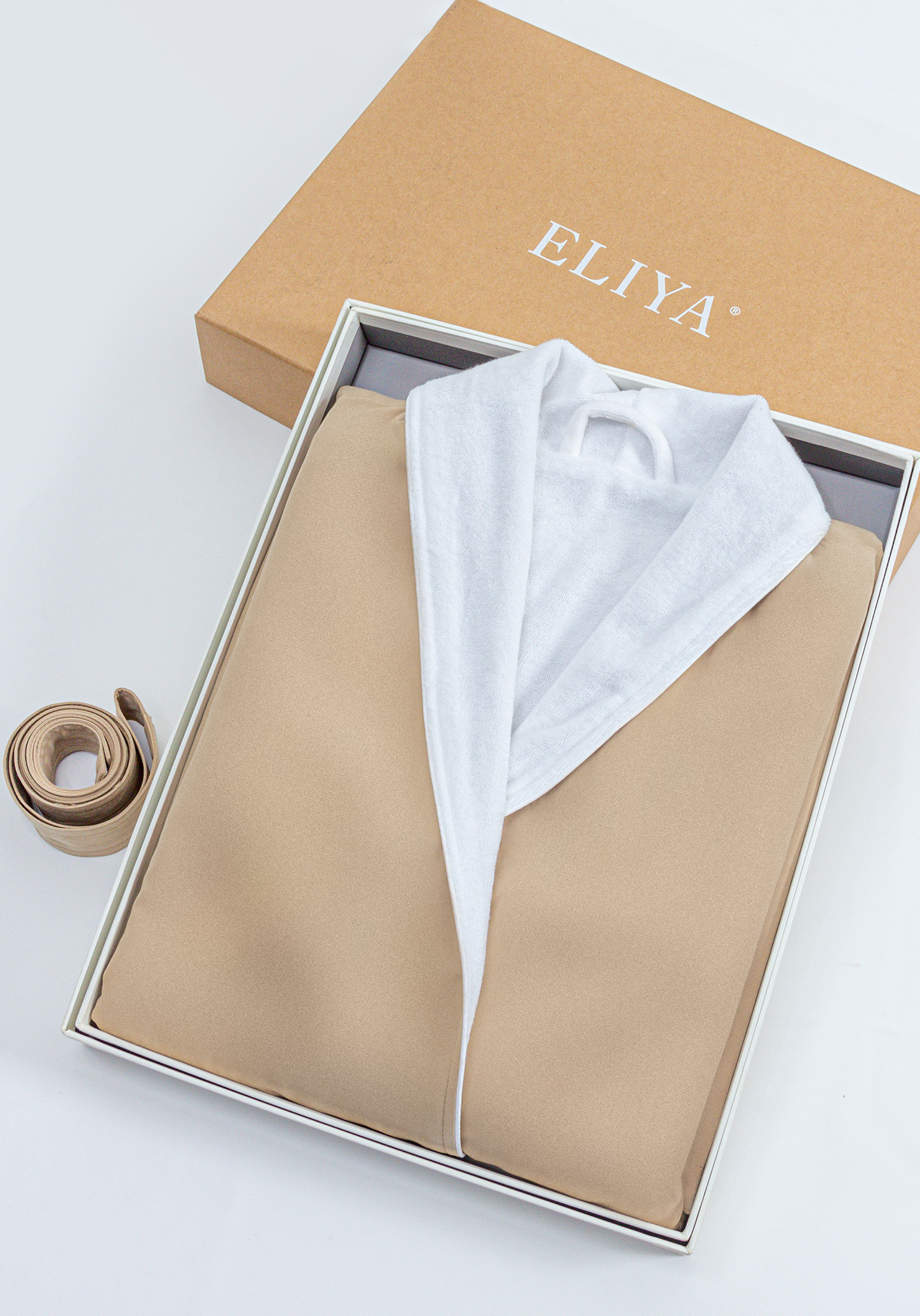 ELIYA Ritz-Carlton Series Logo Embroidery Velour White Bathrobe with S