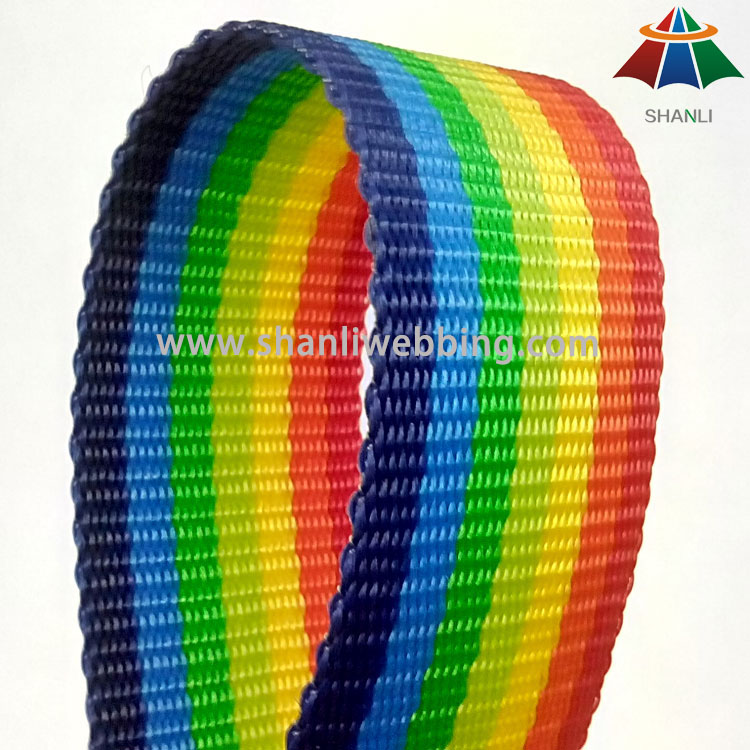 Bright in Colour 1.5 Inch Polypropylene Rainbow Webbing