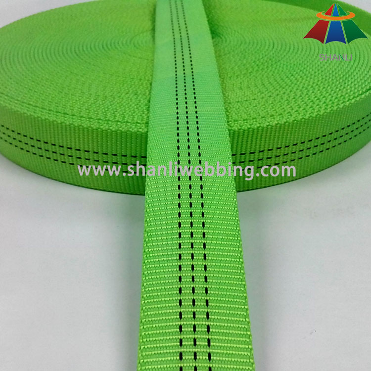 25mm Lime Green Nylon Tubular Webbing with 3 Tracer Thread