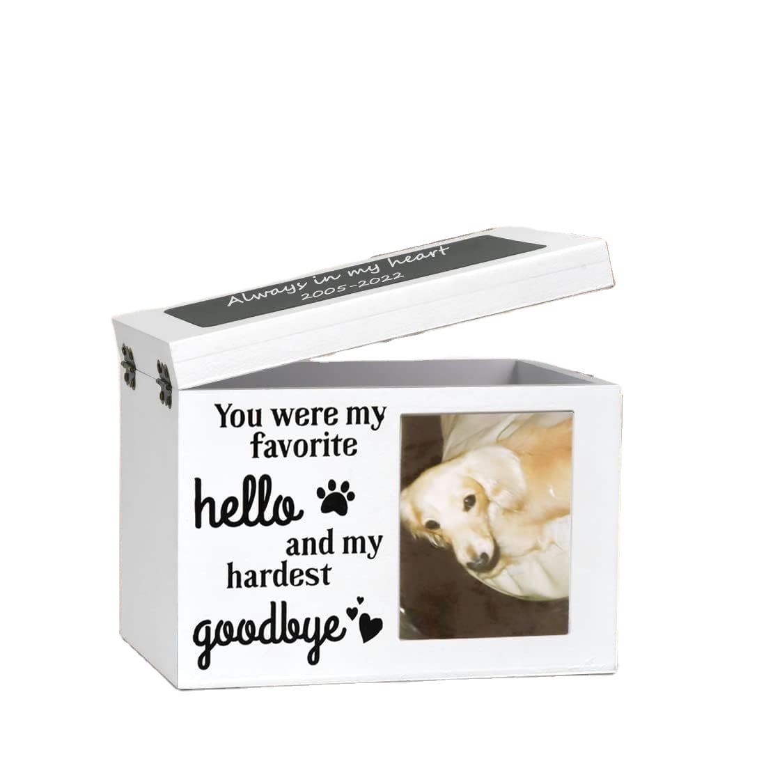 Wholesla Pet Wooden Memorial Urn With Photo Frame Funeral Dog Memorial ...