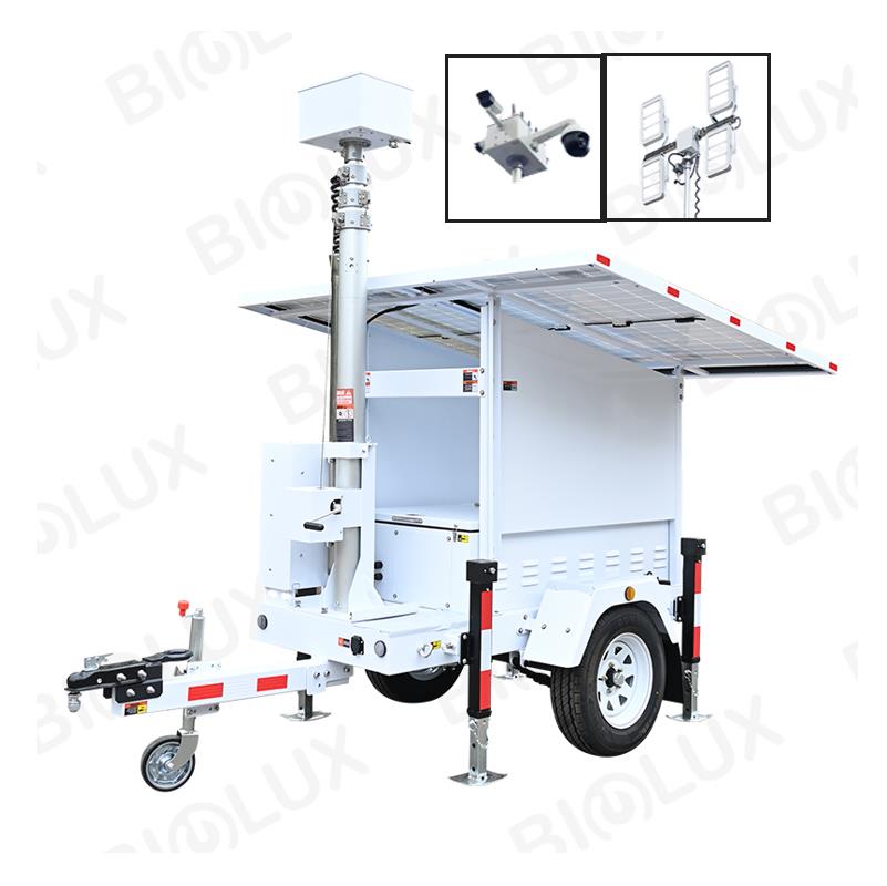 Reboque de torre de CFTV móvel movido a energia solar - BIGLUX