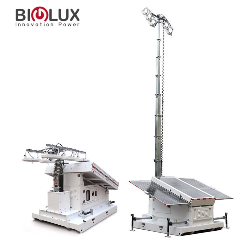 Mobile Skid Light Tower Powered by 3pcs 460W Solar Panel - BIGLUX