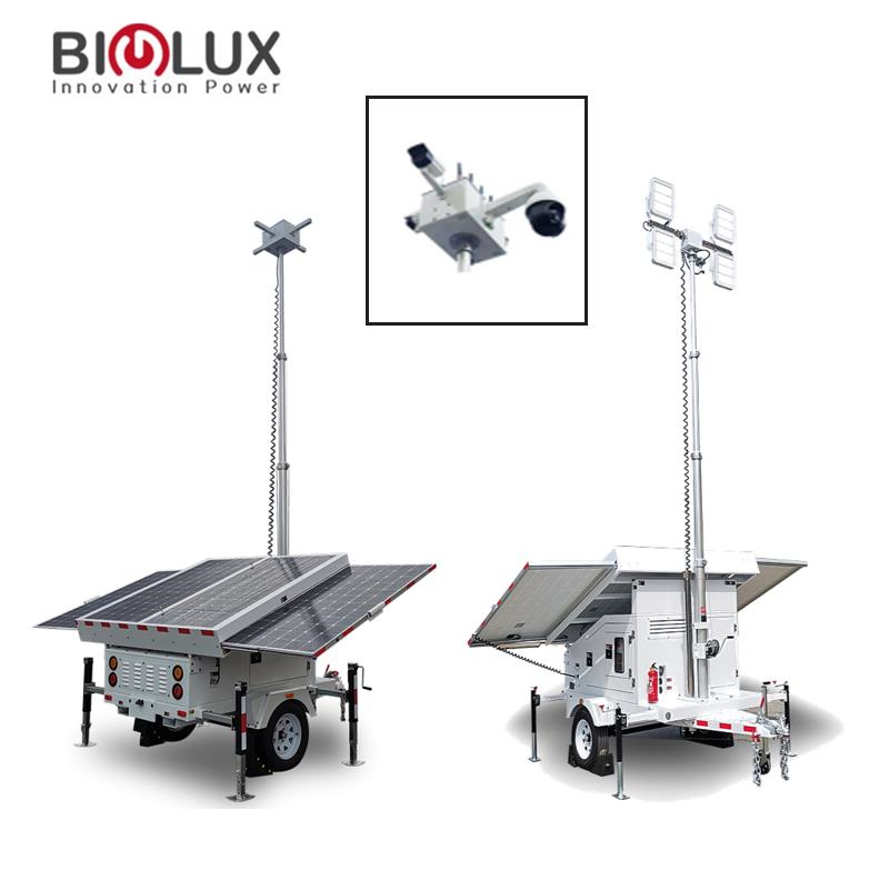 Mobile Solar Surveillance Tower with 4MP Dome Hikvision Camer - BIGLUX
