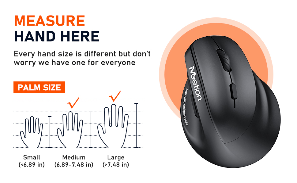 Right-Handed Ergonomic Wireless Mouse - Meetion