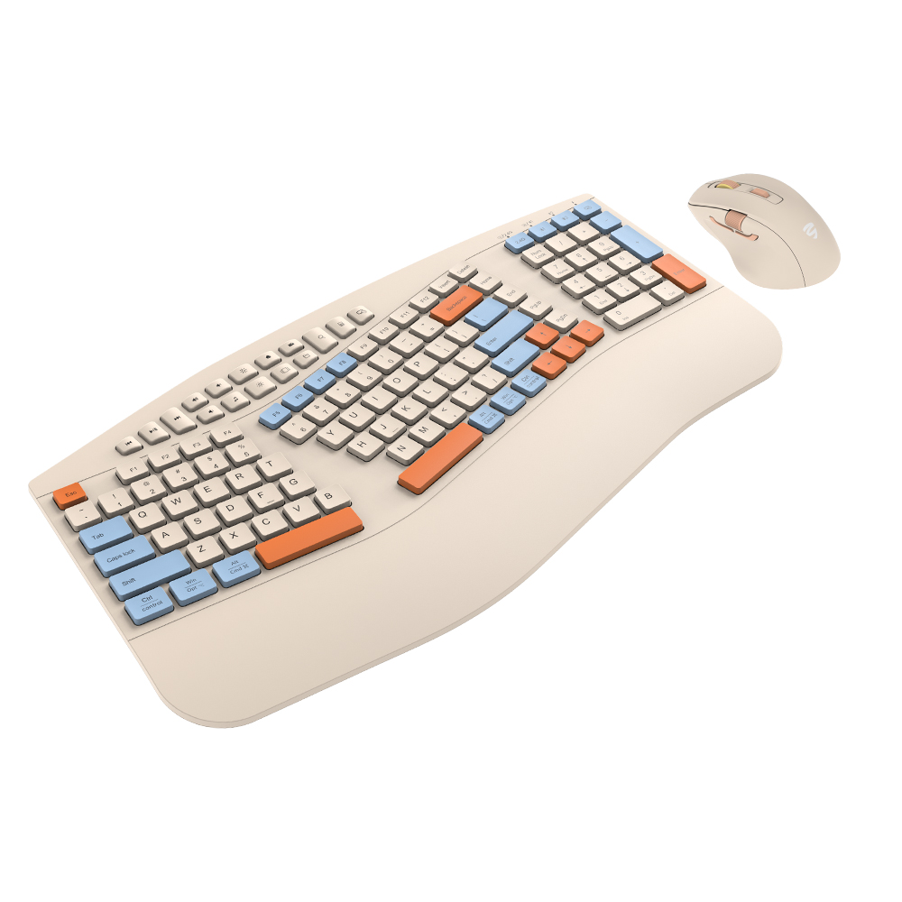 Split Keyboard Layout Wireless Ergonomic Keyboard Mouse Combo 2-in-1 ...