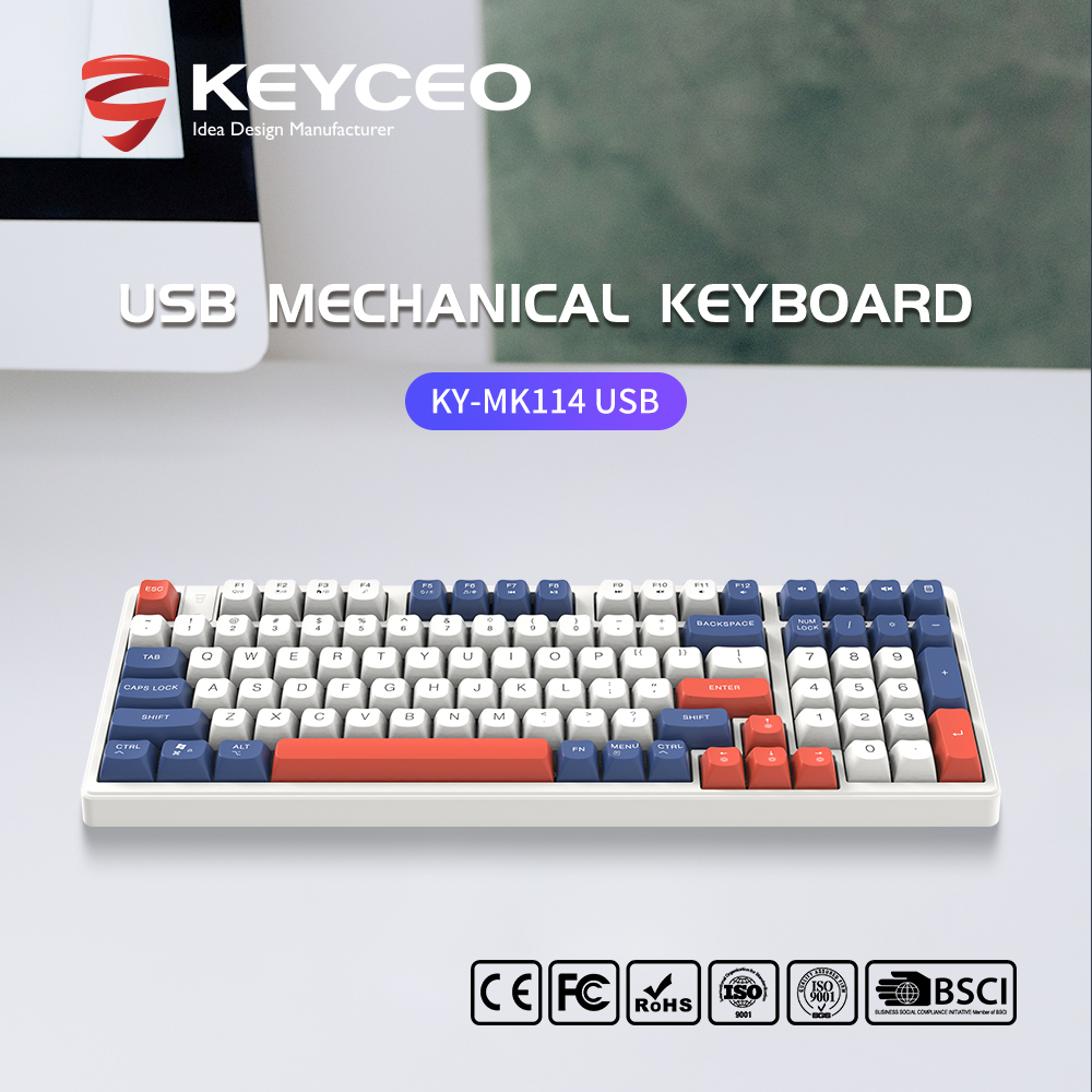 KY-MK114 Wireless Mechanical Keyboard Custom Bluetooth 2.4GHz Ergonomic ...