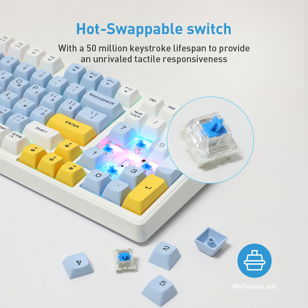 KY-MK114 Wireless Mechanical Keyboard Custom Bluetooth 2.4GHz Ergonomic ...