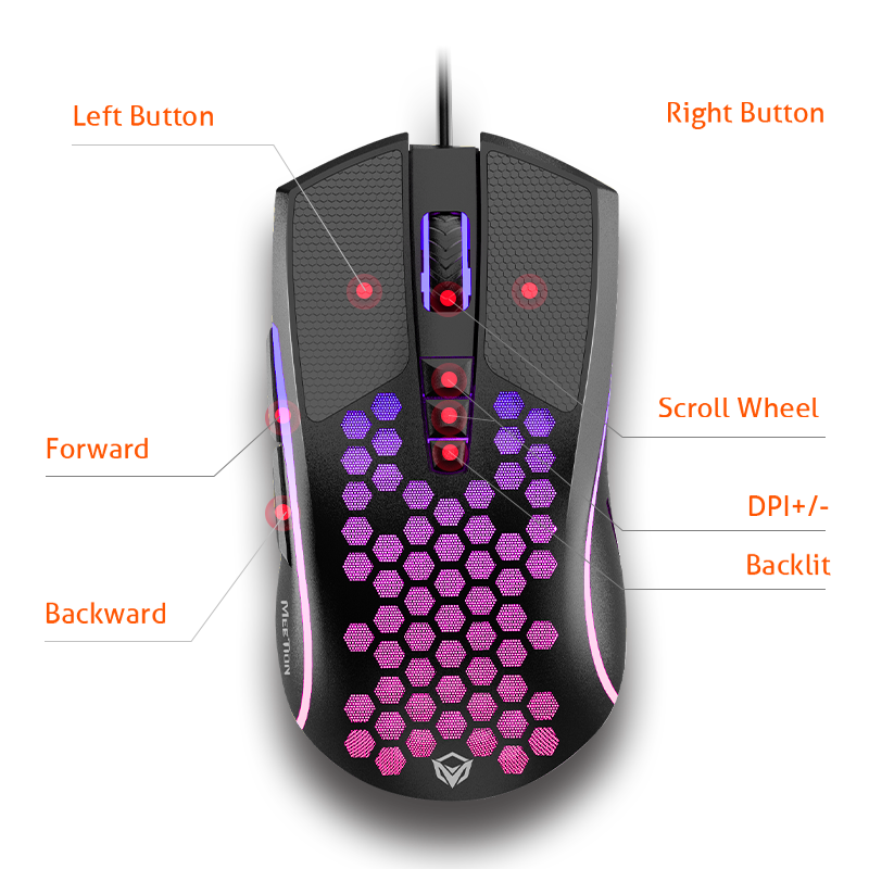 Meetion Best Lightest Lightweight Honeycomb Gaming Mouse GM015 | Meetion