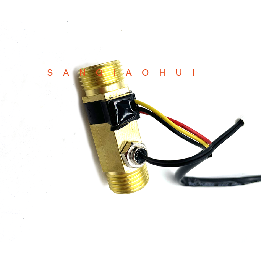 Sanqiaohui Hall Effect Liquid Water Flow Sensor 1/2 Inch Brass with NTC Temperature Sensor ...