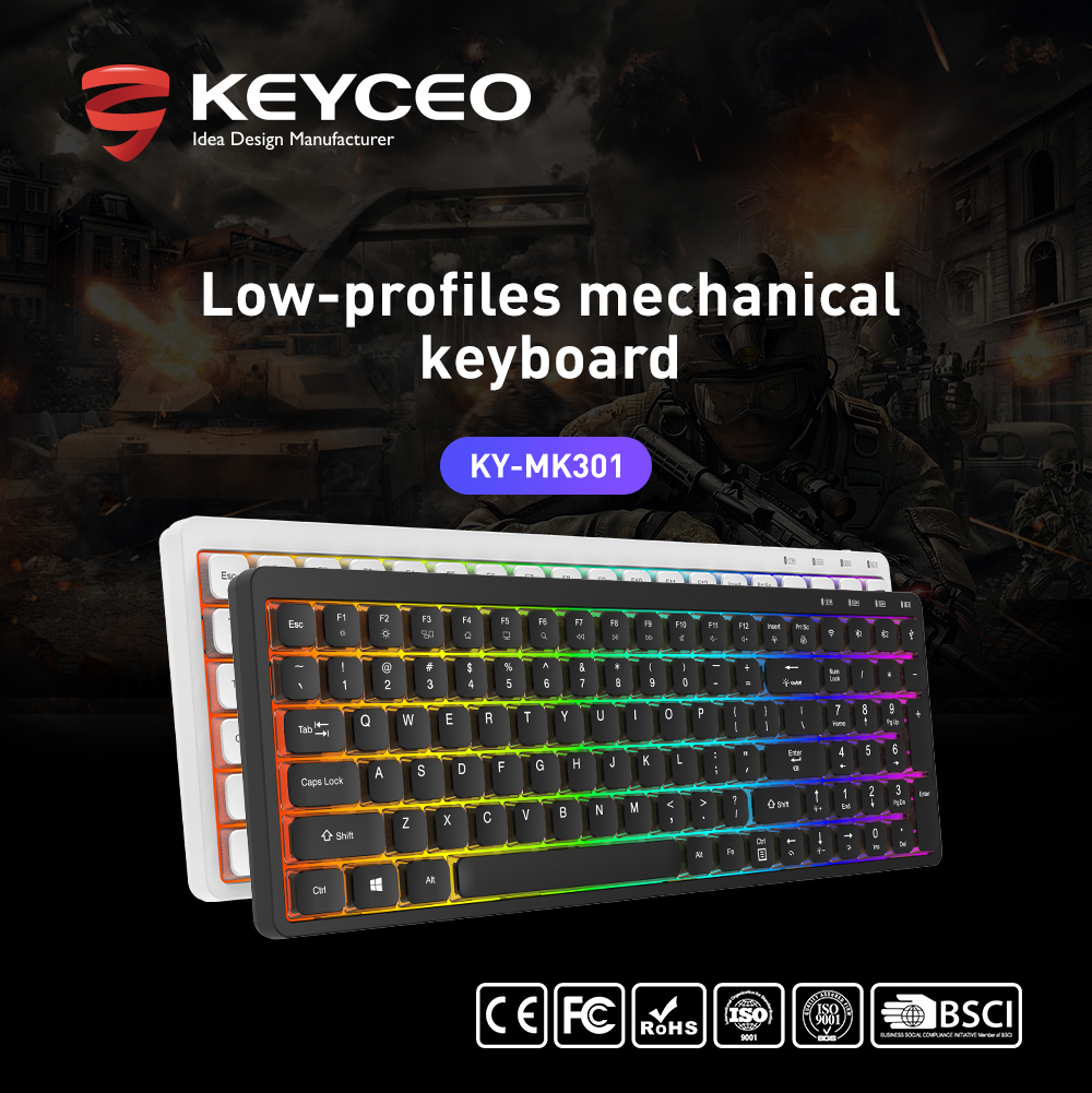 KY-MK301 OEM Manufacturing Wireless Bluetooth Ergonomic Design Comfortable Portable Low-profiles ...