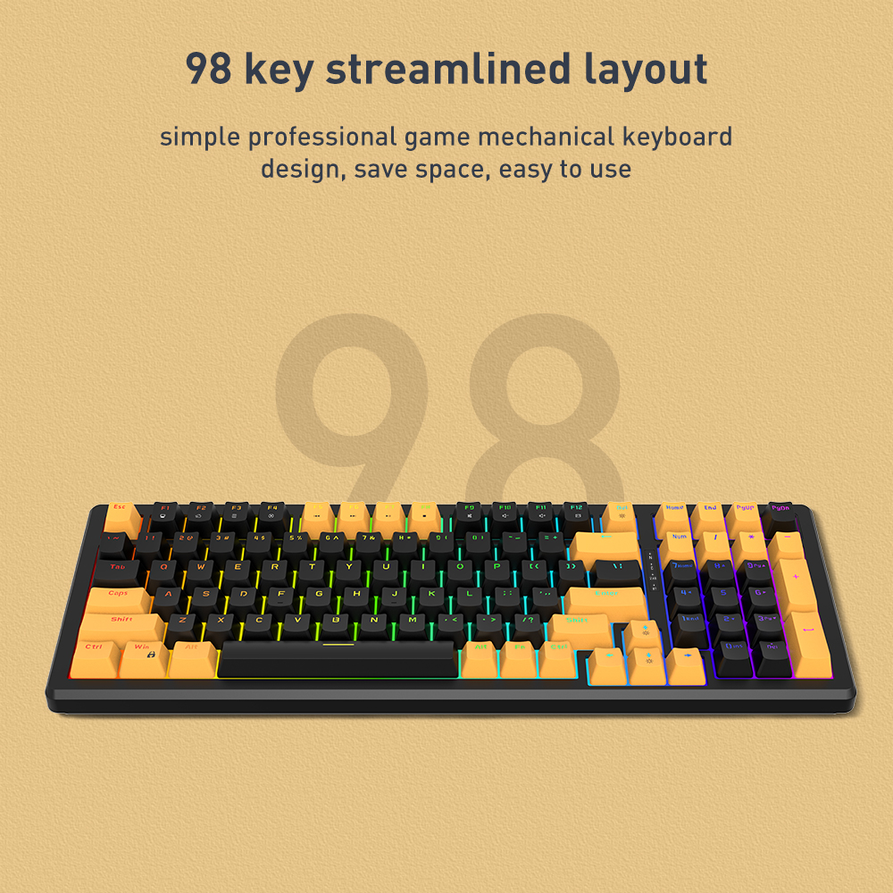 98 Keys Streamlined Layout a Variety of Keycaps and Backlight Optional ...