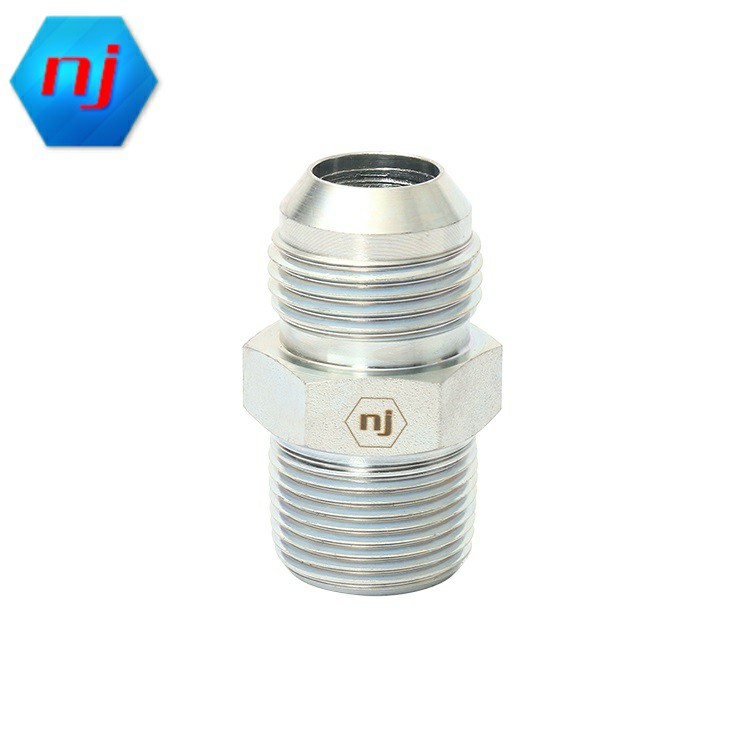 NJ SAE Hydraulic Adapter Male JIC to Male NPTF Carbon Steel Straight ...