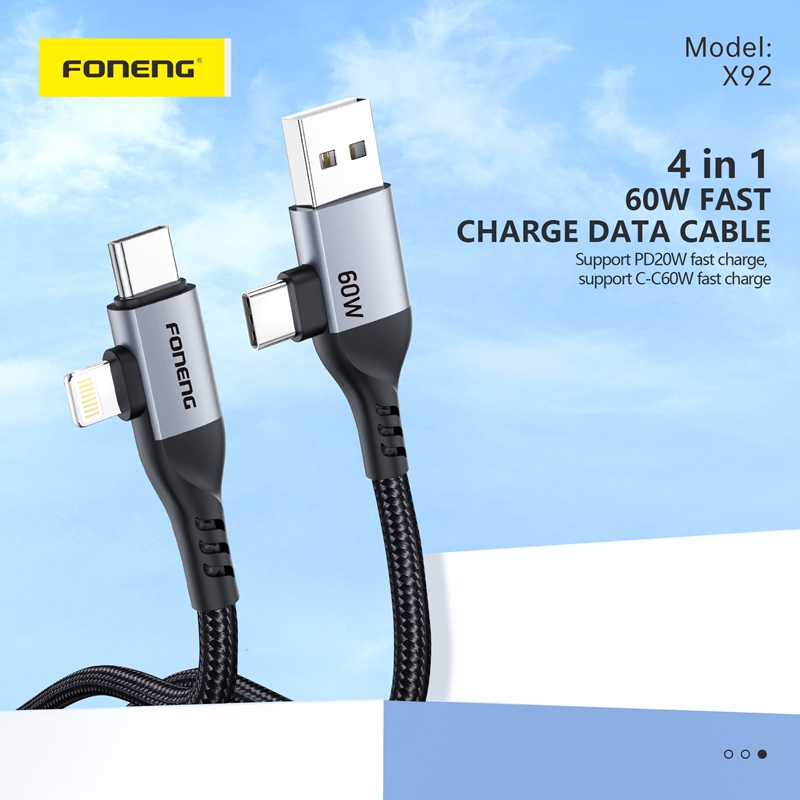 FONENG 1M 4-in-1 60W Metal Head Braided Cable X92 - FONENG