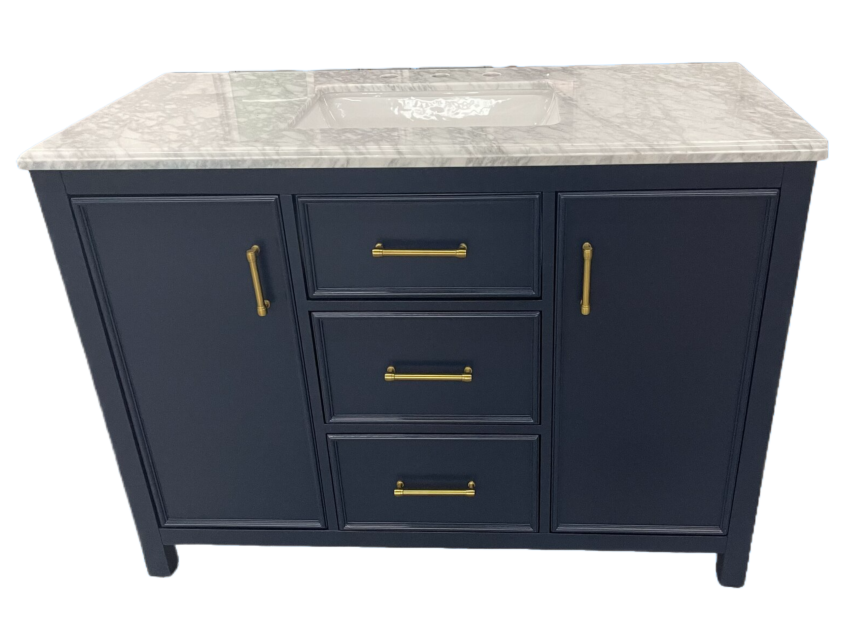 Solid Wood + MDF Floor Mounted Vanity Cabinet Bathroom Bastin Vanity 46.5 Inch with Under Single ...