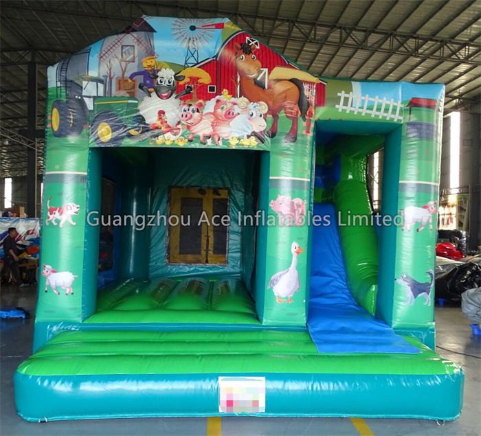 Inflatable Farm Animal Bouncy Castle Combo with Slide - Ace