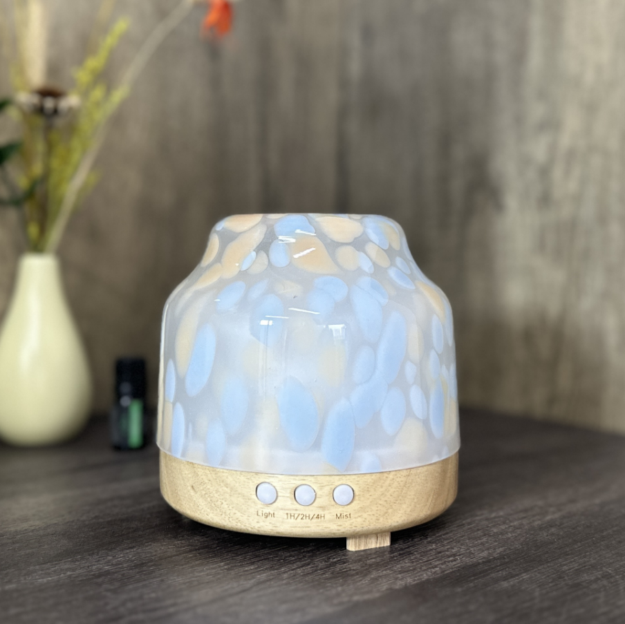 Colorful Glass Wooden Base Fragrance Diffuser Home Essential Oil ...