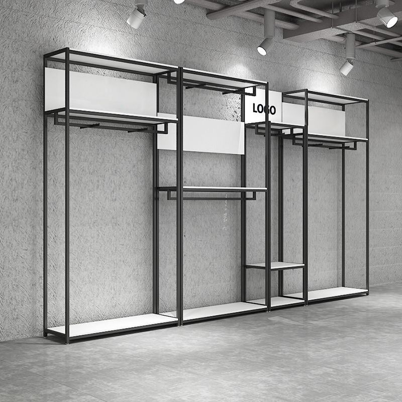 Retail Garment Shops Mounted Garment Stand with Wood Shelf Garment ...