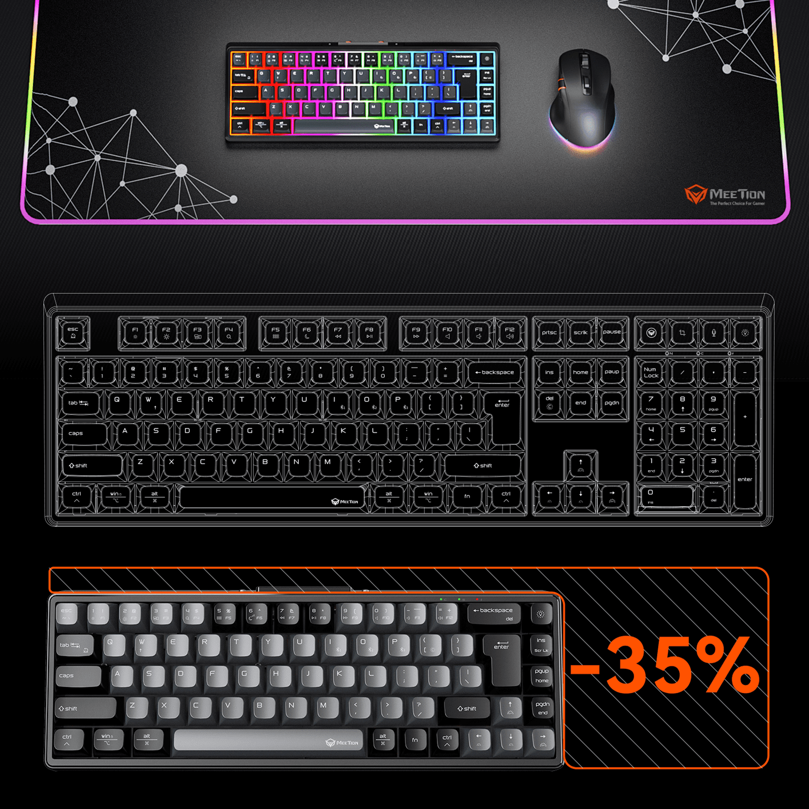 Discover the MK12 Mechanical Keyboard: Wireless Tri-Mode, RGB Backlit ...
