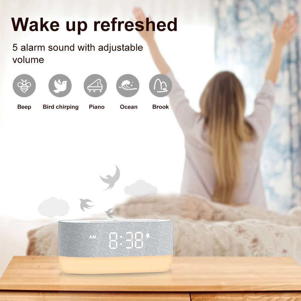 Hi-Fid Smart BT Speaking Clock Wireless Charger White Noise Machine HFD ...
