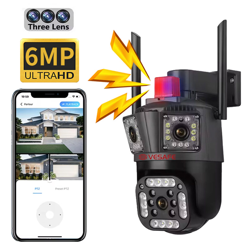 V380 Pro Wifi Three Lens IP Wireless Security Camera - VESAFE