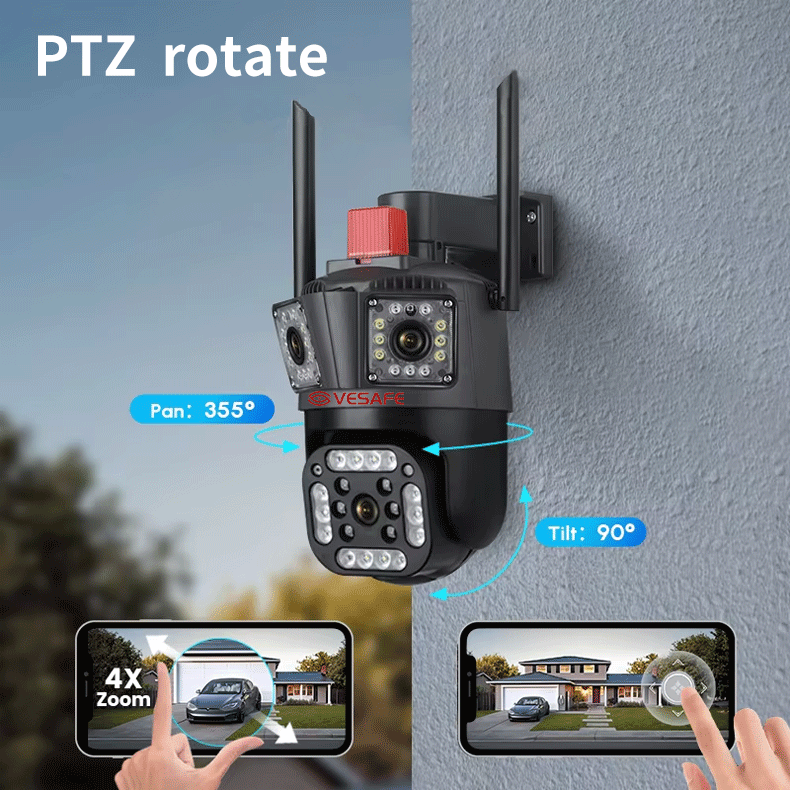 V380 Pro Wifi Three Lens IP Wireless Security Camera - VESAFE