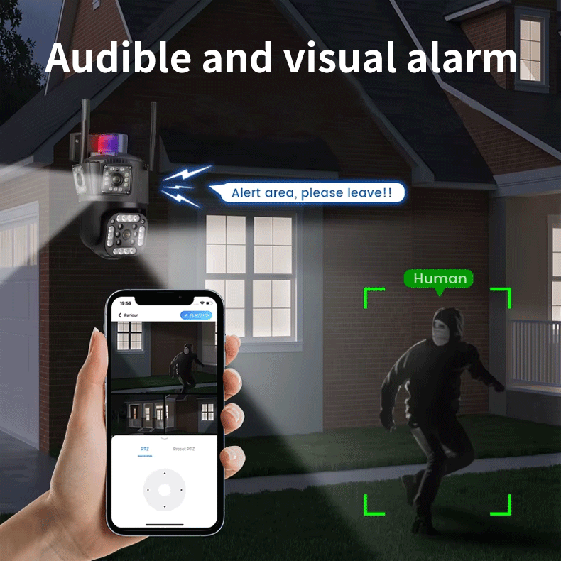 V380 Pro Wifi Three Lens IP Wireless Security Camera - VESAFE