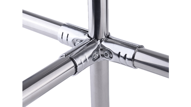 Four Way Straight Lean Pipe Joint Chrome