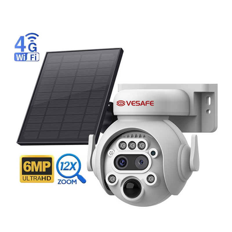 Zoom Dual Lens PTZ Mini Dome Solar Camera - VESAFE