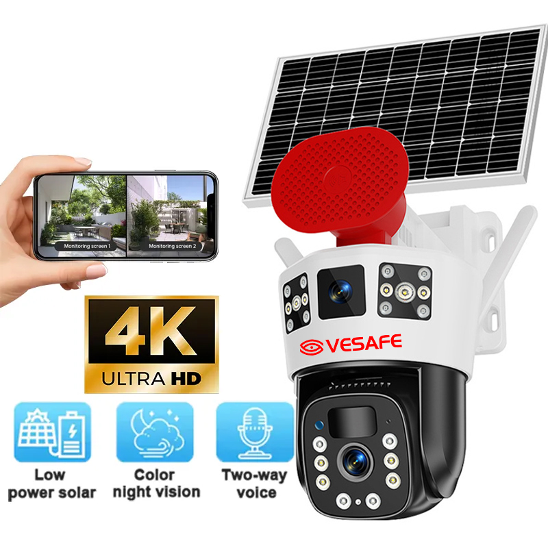 Dual-Lens Three-Screen Solar Security Camera - VESAFE
