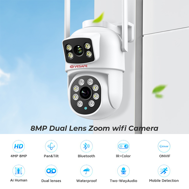 ICSEE 4K PTZ Dual Lens Ai Outdoor Wireless CCTV Camera - VESAFE