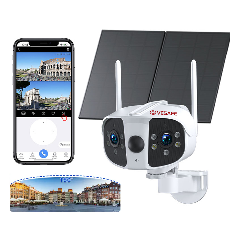 Dual Lens 180 Wide Angle Cctv Solar Camera Security - VESAFE