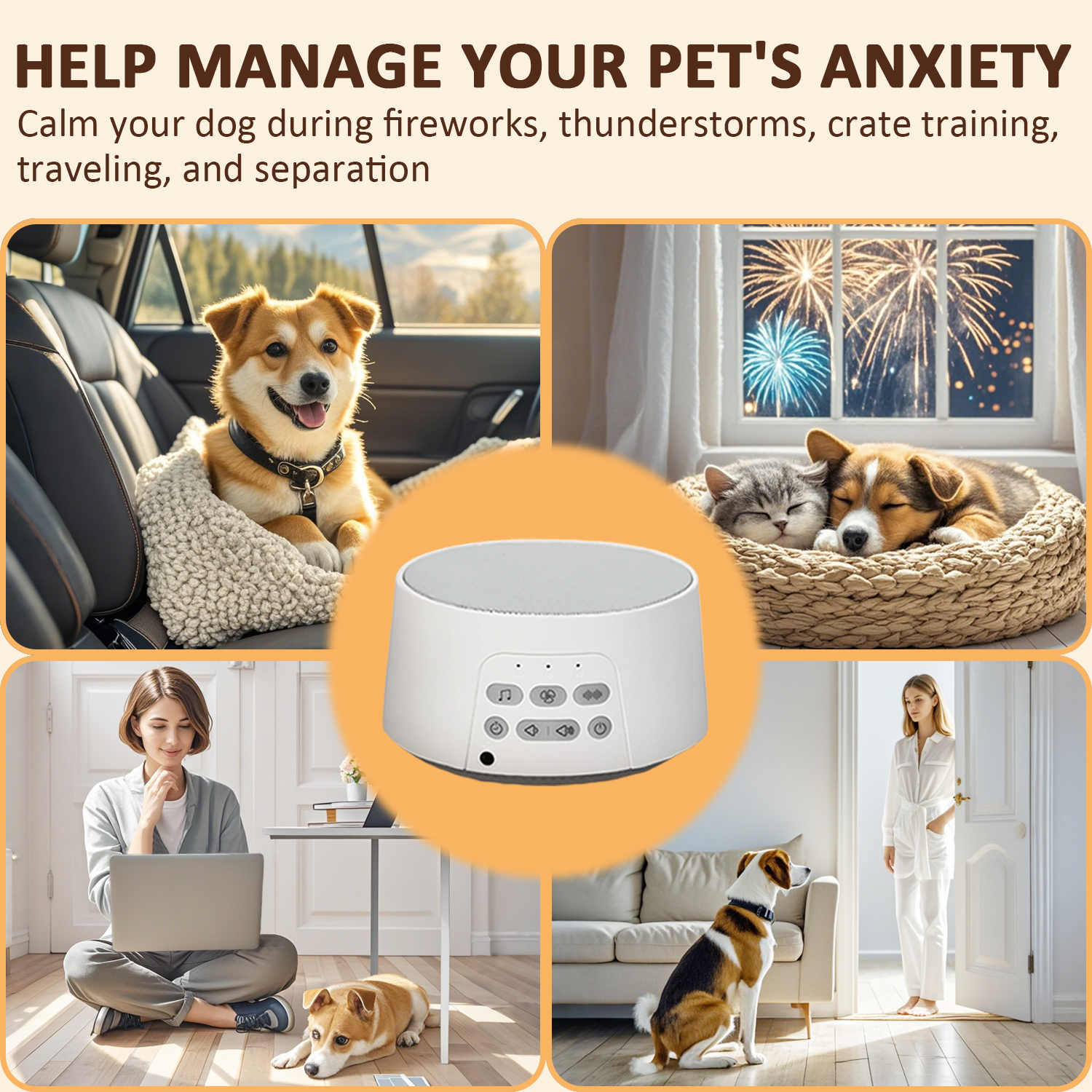 HiFiD Soothing Sound White Noise Machine for Pet Stress and Anxiety HFD ...