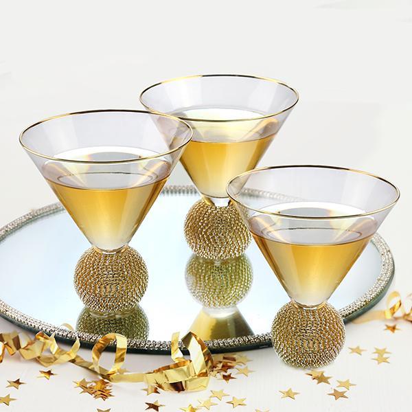 Luxury Diamond Ball Base Cocktail Glass Jewel Silver Gold Ball Base ...