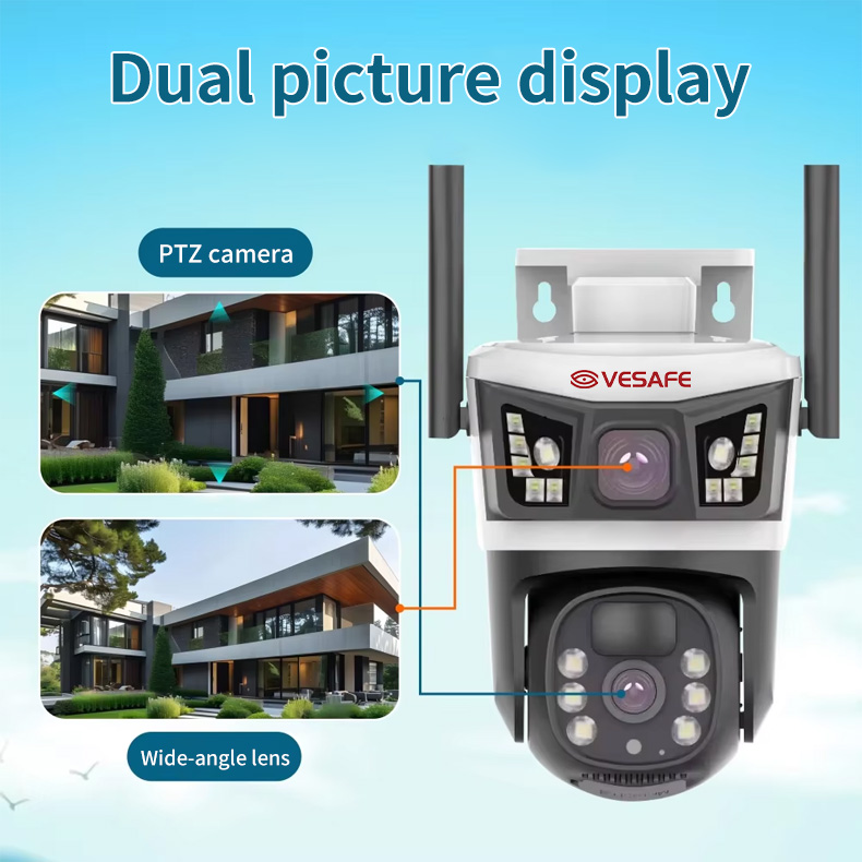 4K V380 Pro Dual Lens 8MP Solar 4G CCTV Camera | VESAFE