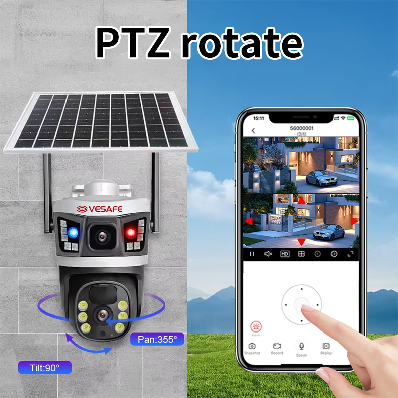 4K V380 Pro Dual Lens 8MP Solar 4G CCTV Camera | VESAFE