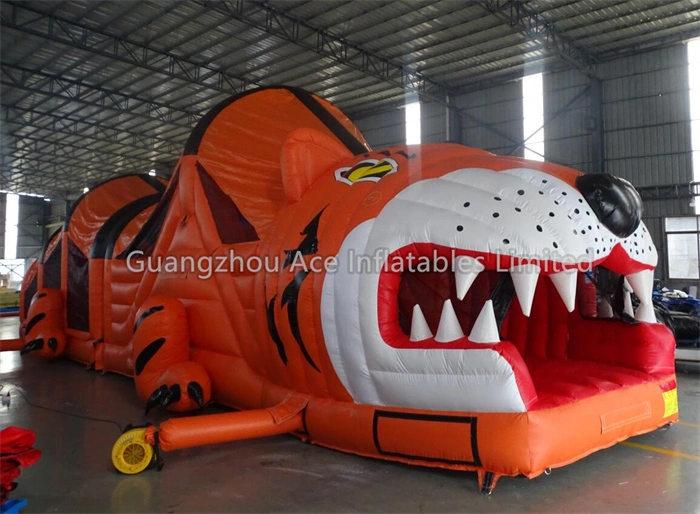 Unleash the Wild Fun with the Kids Inflatable Tiger Obstacle Course | Ace