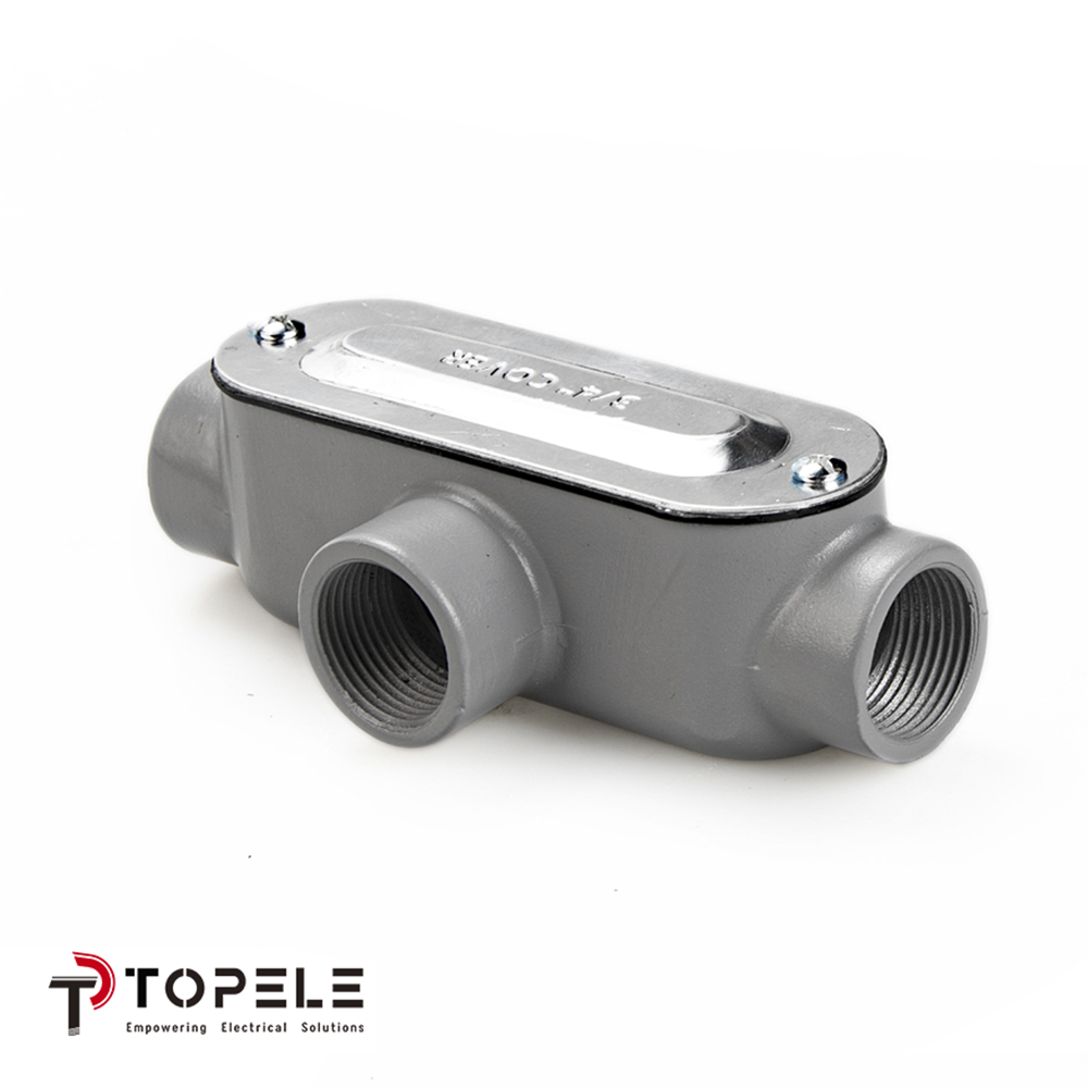Threaded Aluminum Die Cast Rigid Conduit Body T Type 1/2" to 4"