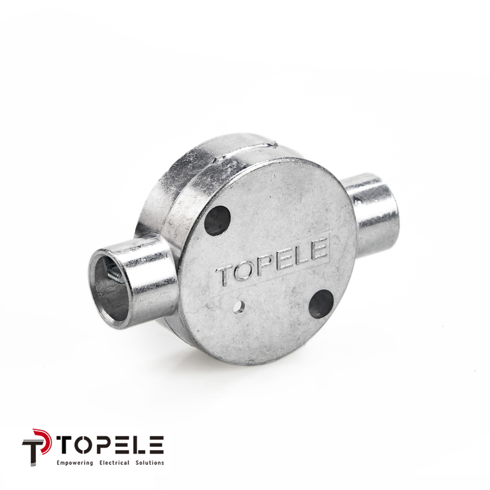 BS4568 Two Way Malleable Iron / Aluminum Circular Electrical Junction ...