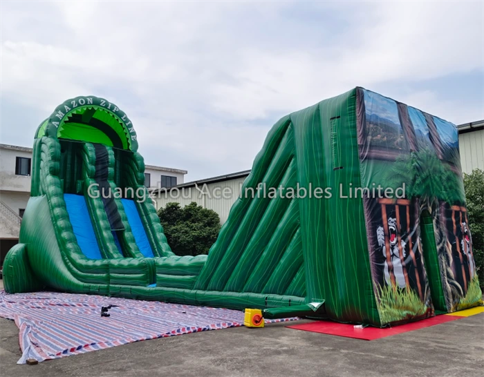 Experience the Thrill with the Marble Green Inflatable Zip Line with ...