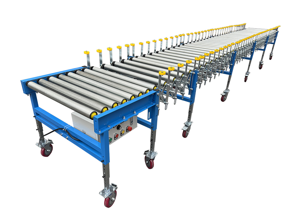 Motorized Expandable Conveyor Roller System with Two Side Guide Wheels ...