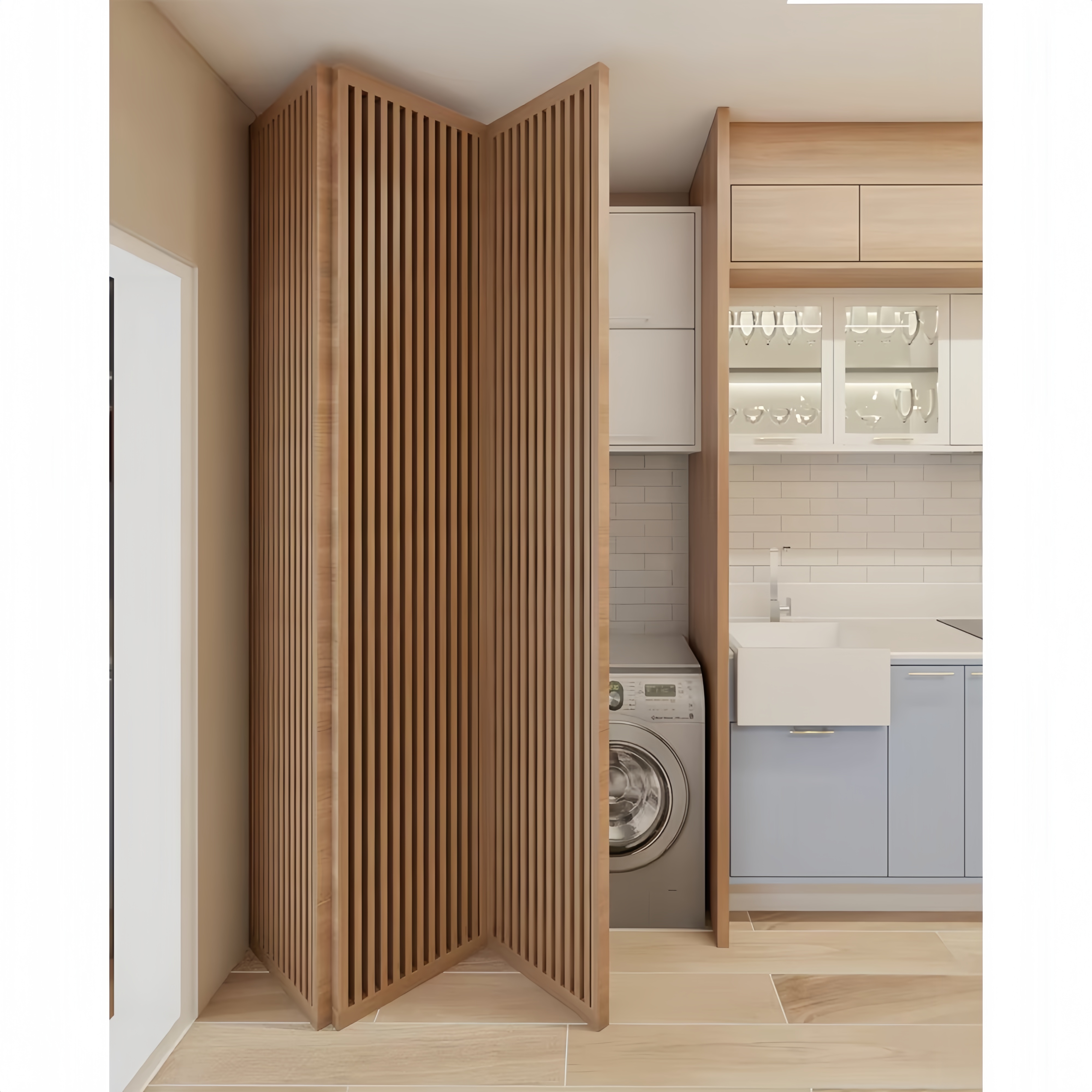 Slatted Solid Wood Bifold Doors for Houses Interior Folding Sliding ...