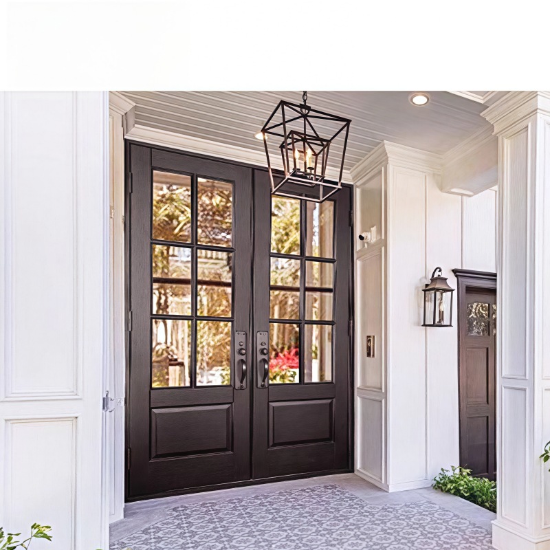Modern Design Wooden French Glass Swing Solid Wood Entrance Door Wood ...