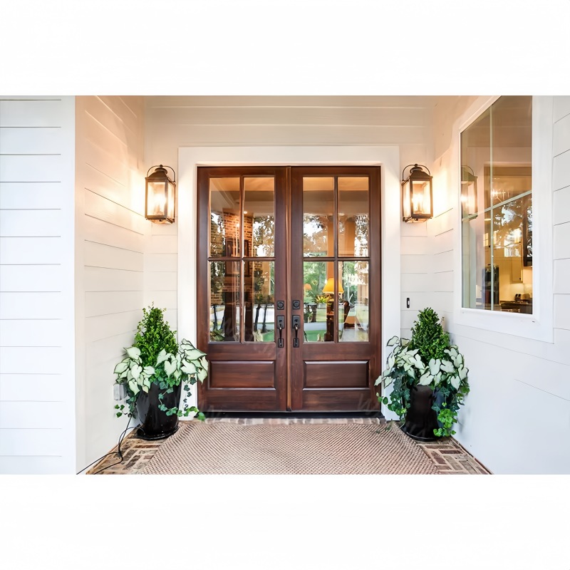Modern Design Main Entry Solid Wood French Door House Residential Front ...