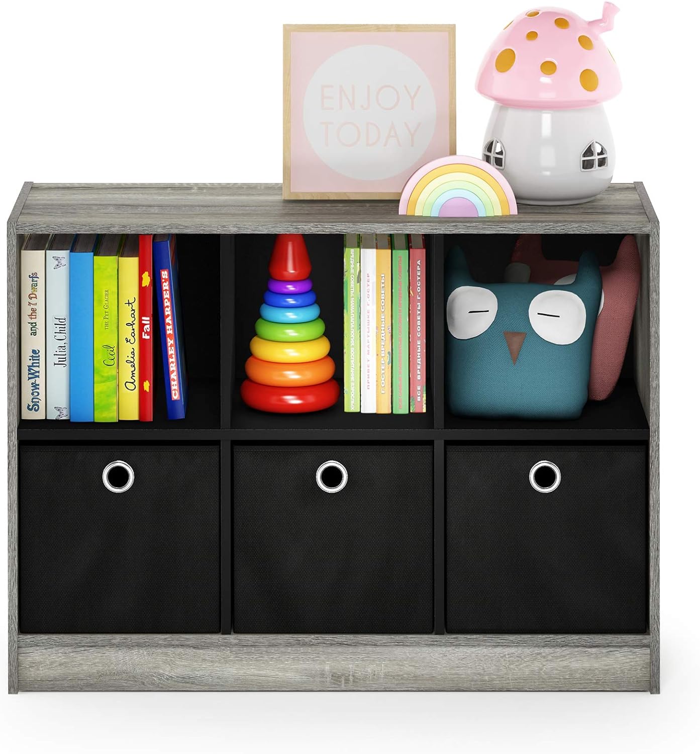 Wood MDF Storage Bookcase Organizer with Box Bins | Combohome