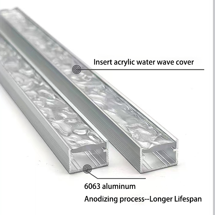 3D Water Ripple LED Aluminum Profile Hidden Recessed Cabinet Light