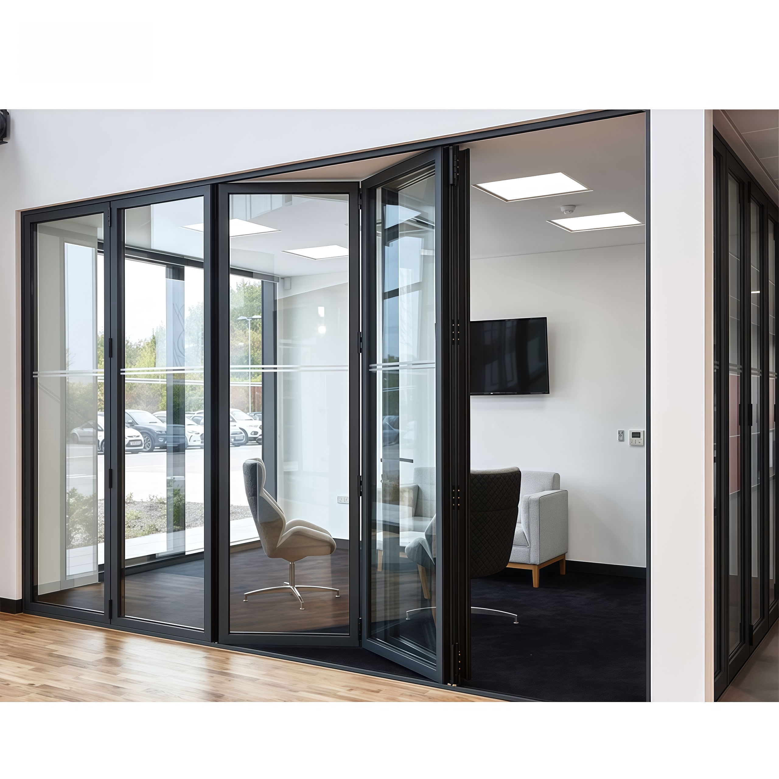 Triple Accordion Entrance Aluminium Glass Sliding Folding Door Balcony ...